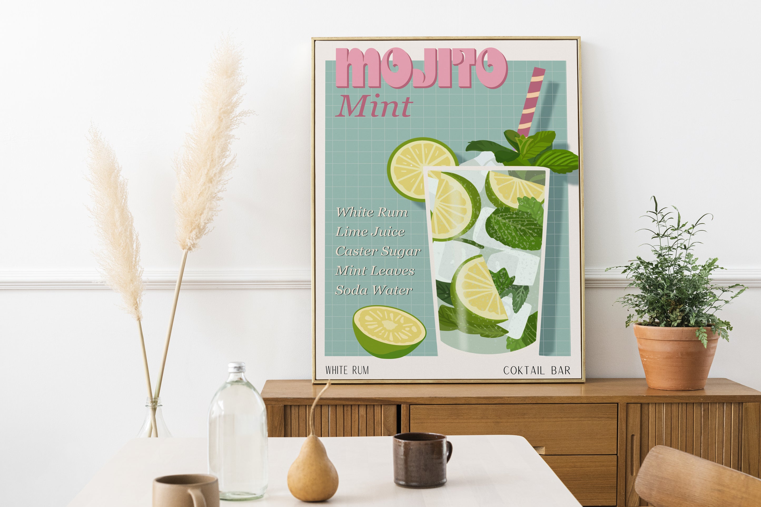 MOJITO PRINT - Affiche de bar - Décoration Murale -Affiche de Cocktail ...